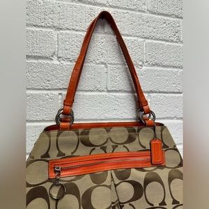 Coach | Bags | Coach Daisy Coral Orange Signature Collection Tote Hobo ...